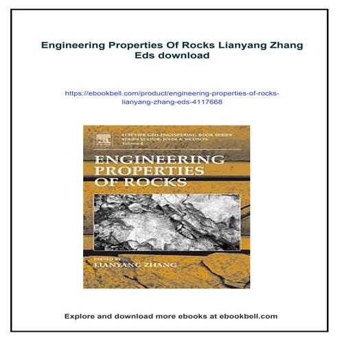 Engineering Properties Of Rocks Lianyang Zhang Eds | PDF