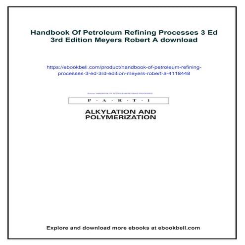 Handbook Of Petroleum Refining Processes 3 Ed 3rd Edition Meyers Robert A | PDF