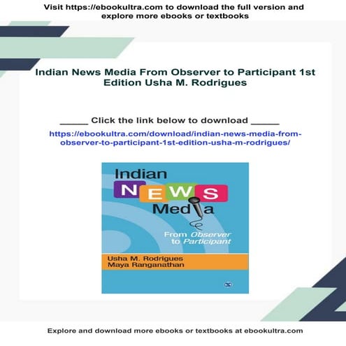 Indian News Media From Observer to Participant 1st Edition Usha M ...