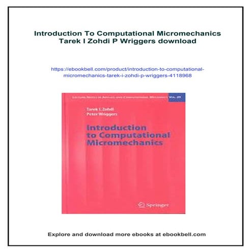 Introduction To Computational Micromechanics Tarek I Zohdi P Wriggers | PDF