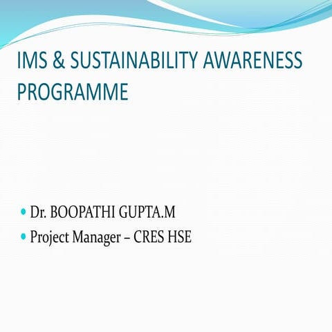 ISO 9001, 14001, 45001 (IMS) basics training material | PDF
