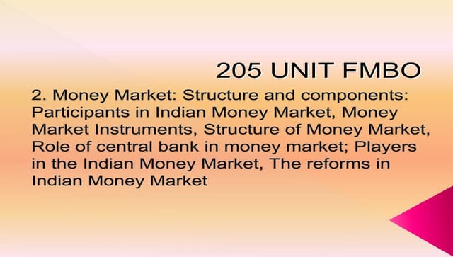 Components Of Indian Money Market
