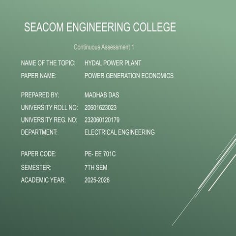 Hydel Power Plant - A detailed presentation | PPTX