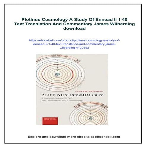 Plotinus Cosmology A Study Of Ennead Ii 1 40 Text Translation And ...
