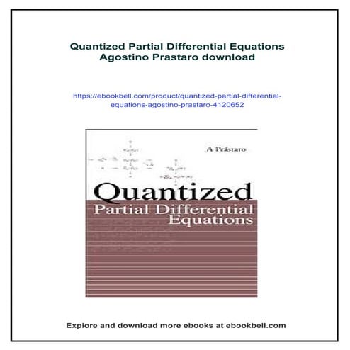 Quantized Partial Differential Equations Agostino Prastaro | PDF
