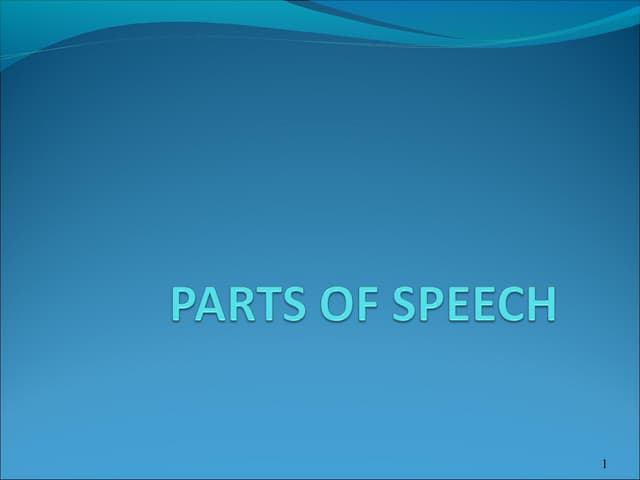 Parts of speech ppt | PPTX