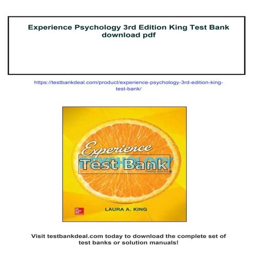 Experience Psychology 3rd Edition King Test Bank | PDF