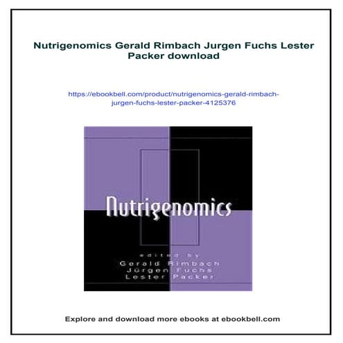 Nutrigenomics Gerald Rimbach Jurgen Fuchs Lester Packer | PDF