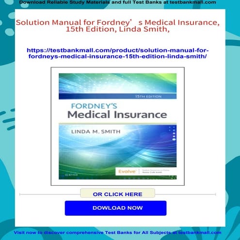 Solution Manual for Fordney’s Medical Insurance, 15th Edition, Linda ...