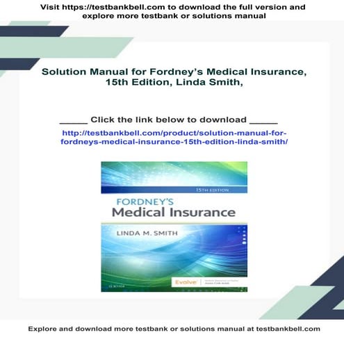 Solution Manual for Fordney’s Medical Insurance, 15th Edition, Linda ...
