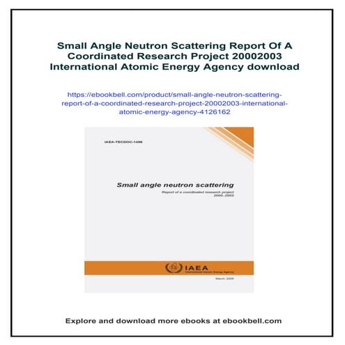 Small Angle Neutron Scattering Report Of A Coordinated Research Project ...