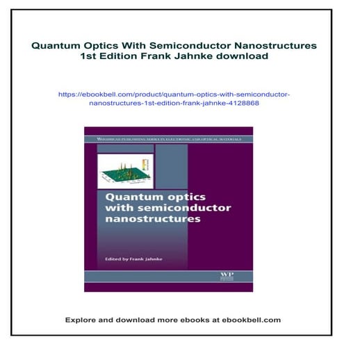 Quantum Optics With Semiconductor Nanostructures 1st Edition Frank ...