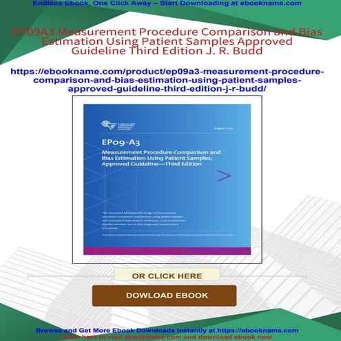 EP09A3 Measurement Procedure Comparison and Bias Estimation Using Patient Samples Approved ...