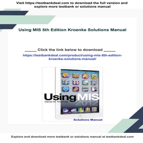 Using MIS 5th Edition Kroenke Solutions Manual | PDF