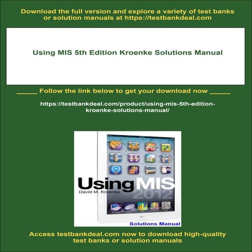 Using MIS 5th Edition Kroenke Solutions Manual | PDF