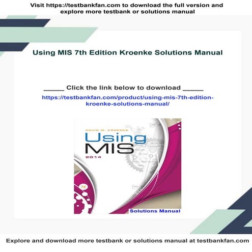 Using MIS 7th Edition Kroenke Solutions Manual | PDF