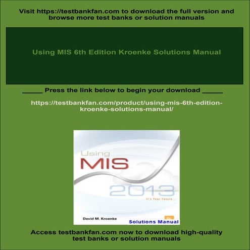Using MIS 6th Edition Kroenke Solutions Manual | PDF