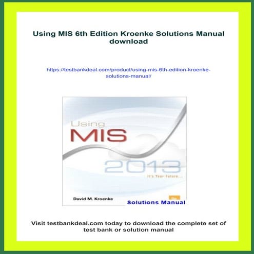 Using MIS 6th Edition Kroenke Solutions Manual | PDF