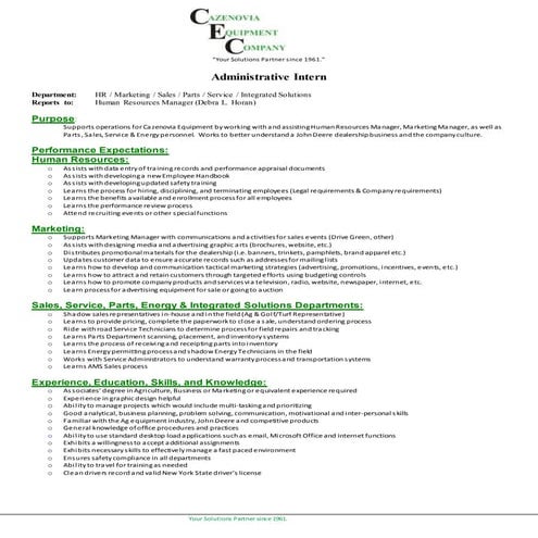 Administrative Intern caz equip internship | DOCX | Human Resources ...