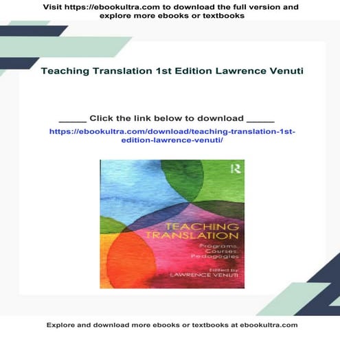 Teaching Translation 1st Edition Lawrence Venuti | PDF
