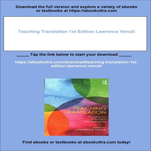 Teaching Translation 1st Edition Lawrence Venuti | PDF