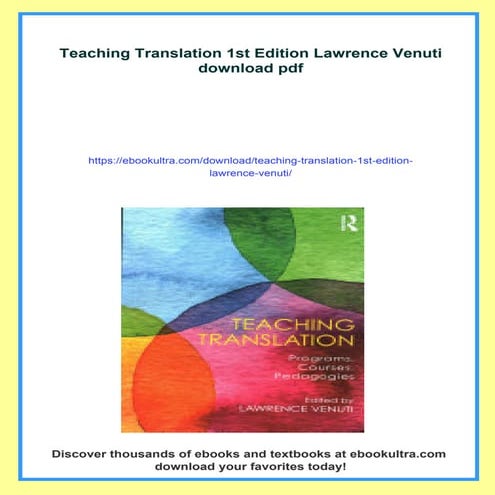 Teaching Translation 1st Edition Lawrence Venuti | PDF