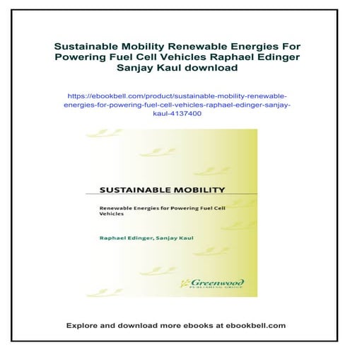 Sustainable Mobility Renewable Energies For Powering Fuel Cell Vehicles ...