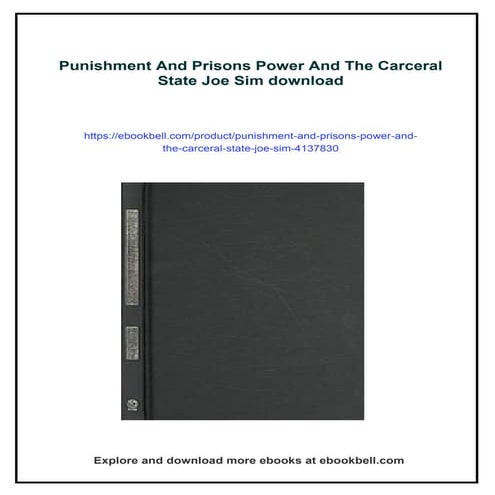 Punishment And Prisons Power And The Carceral State Joe Sim | PDF