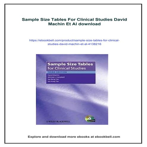 Sample Size Tables For Clinical Studies David Machin Et Al | PDF