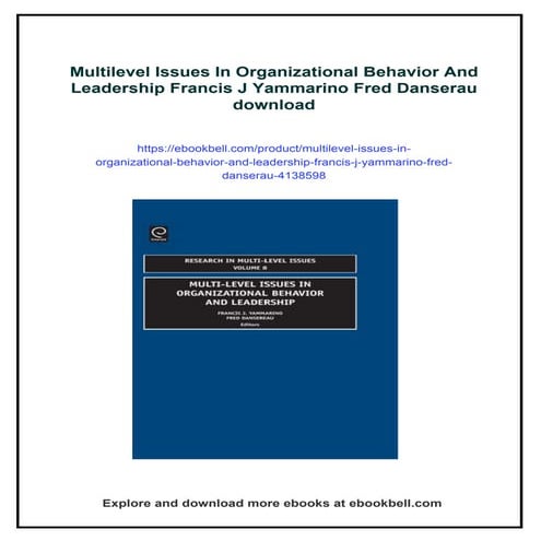 Multilevel Issues In Organizational Behavior And Leadership Francis J ...