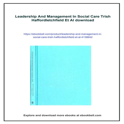 Leadership And Management In Social Care Trish Haffordletchfield Et Al ...