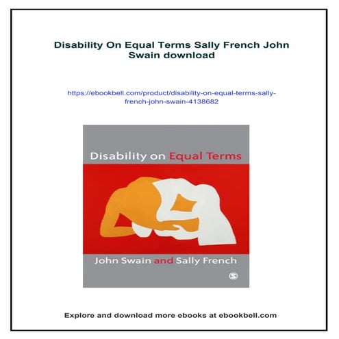 Disability On Equal Terms Sally French John Swain | PDF