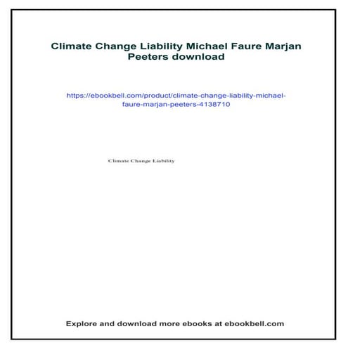 Climate Change Liability Michael Faure Marjan Peeters | PDF