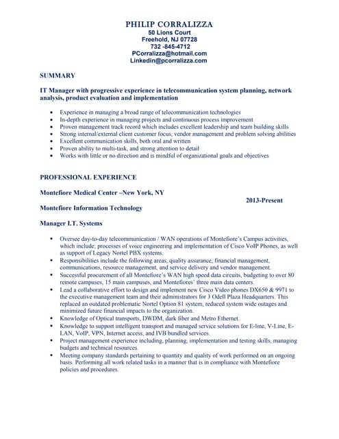 Dean Costello Resume | PDF | Telecommunications Industry | Industries