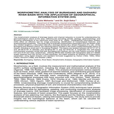 MORPHOMETRIC ANALYSIS OF BURHIGANG AND SADHARU RIVER BASIN WITH THE ...