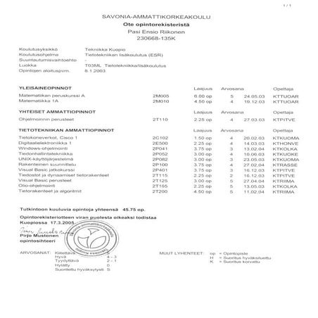 Savonia AMK opinnot | PDF