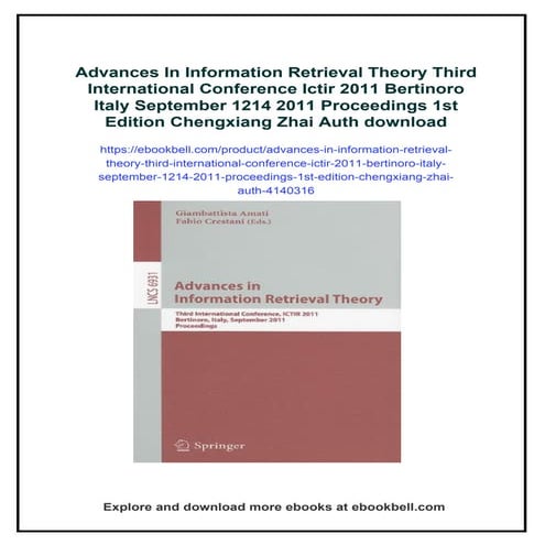 Advances In Information Retrieval Theory Third International Conference ...