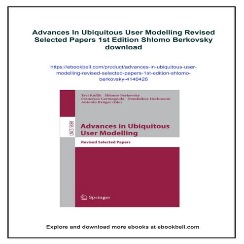 Advances In Ubiquitous User Modelling Revised Selected Papers 1st ...