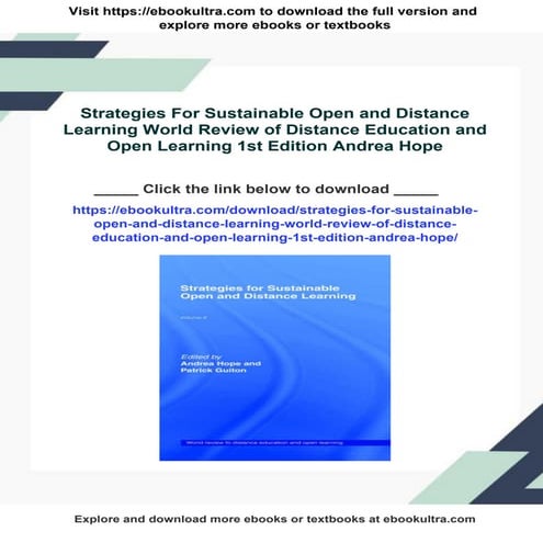 Strategies For Sustainable Open and Distance Learning World Review of ...