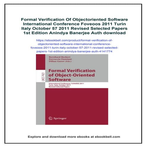 Formal Verification Of Objectoriented Software International Conference Foveoos 2011 Turin Italy ...