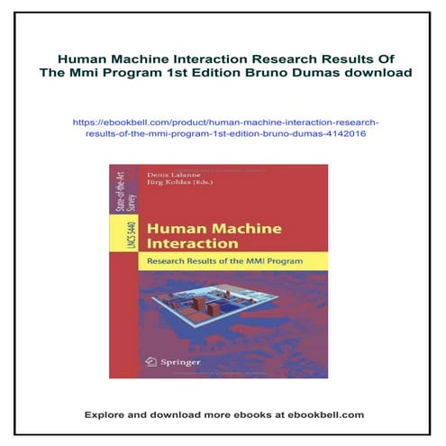 Human Machine Interaction Research Results Of The Mmi Program 1st ...
