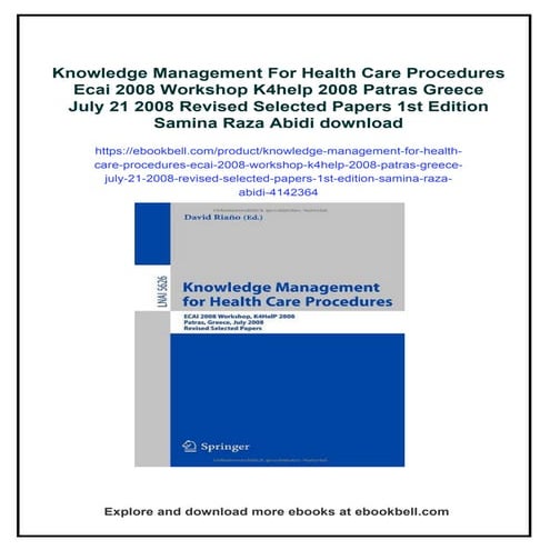 Knowledge Management For Health Care Procedures Ecai 2008 Workshop ...