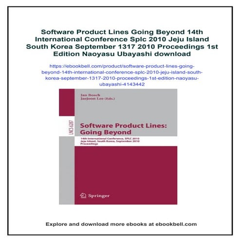 Software Product Lines Going Beyond 14th International Conference Splc 2010 Jeju Island South ...