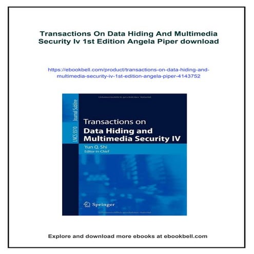 Transactions On Data Hiding And Multimedia Security Iv 1st Edition ...