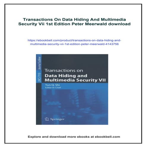 Transactions On Data Hiding And Multimedia Security Vii 1st Edition Peter Meerwald | PDF