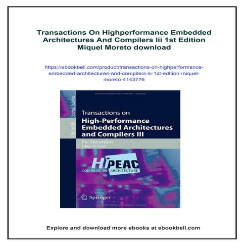 Transactions On Highperformance Embedded Architectures And Compilers ...