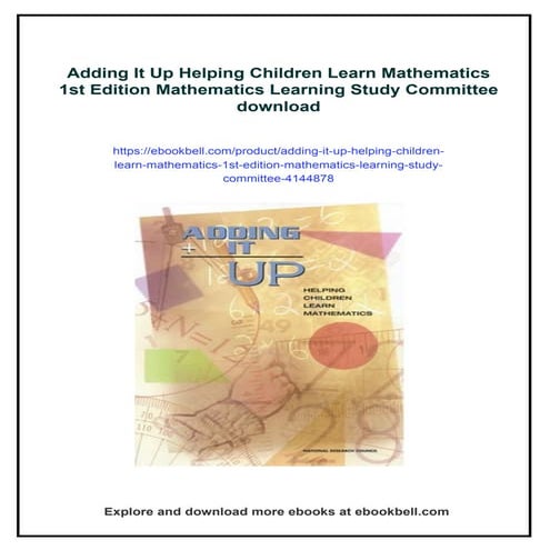 Adding It Up Helping Children Learn Mathematics 1st Edition Mathematics ...
