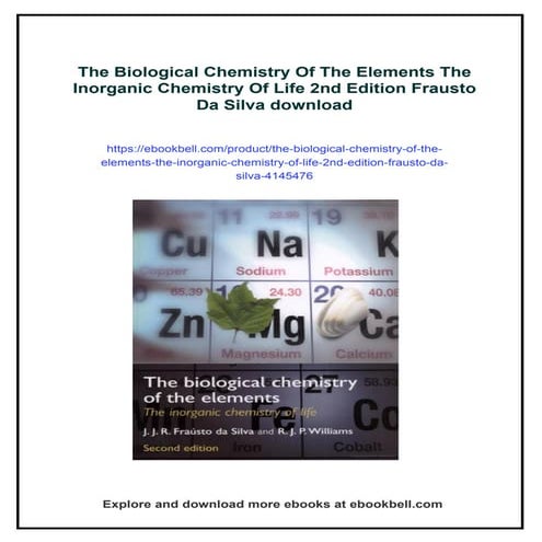 The Biological Chemistry Of The Elements The Inorganic Chemistry Of ...