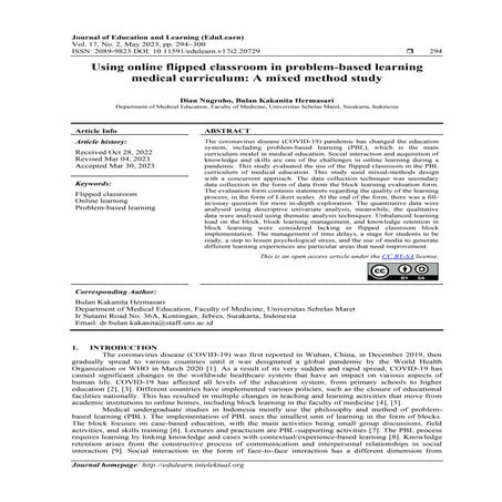 Using online flipped classroom in problem-based learning medical ...