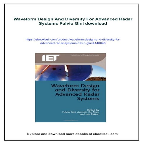Waveform Design And Diversity For Advanced Radar Systems Fulvio Gini | PDF